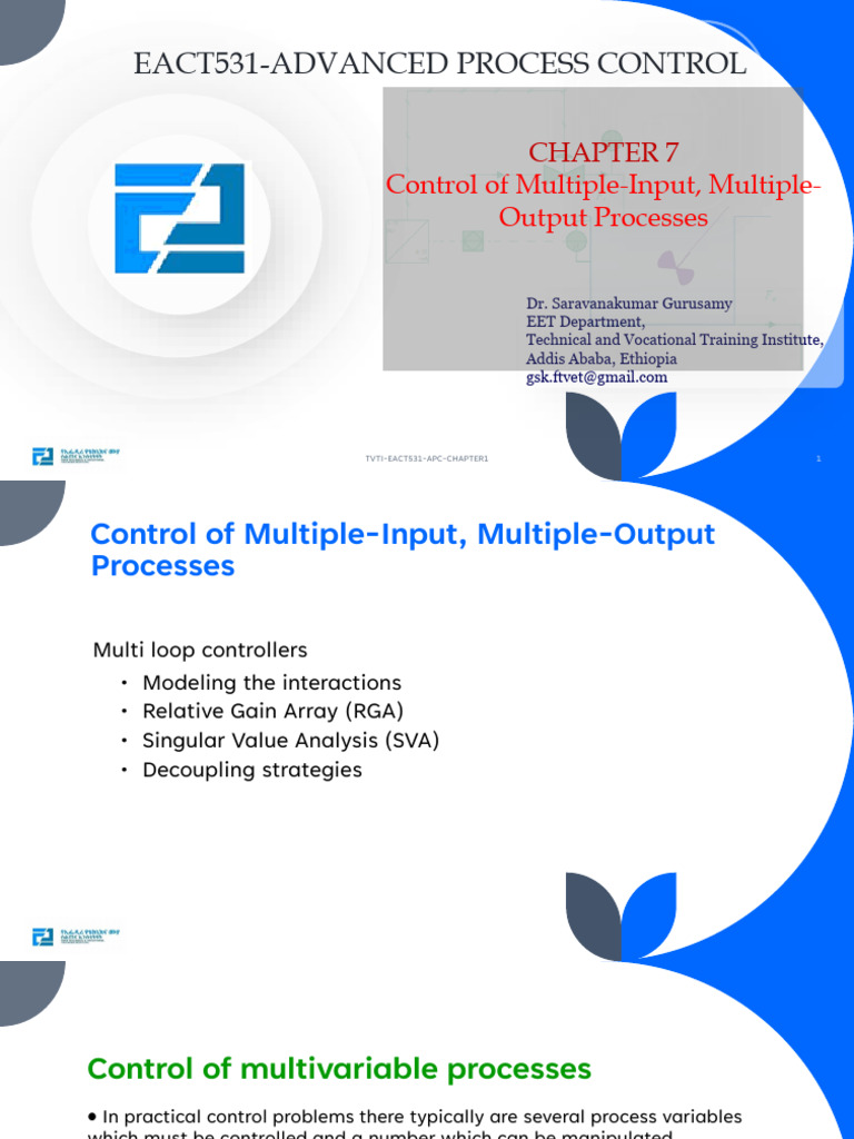 TVTIx Chapter7 Process Control | PDF | Control Theory | Matrix (Mathematics)