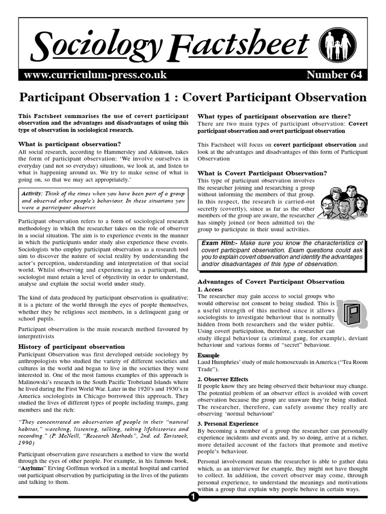 64 Covert Observation | PDF | Knowledge | Sociology