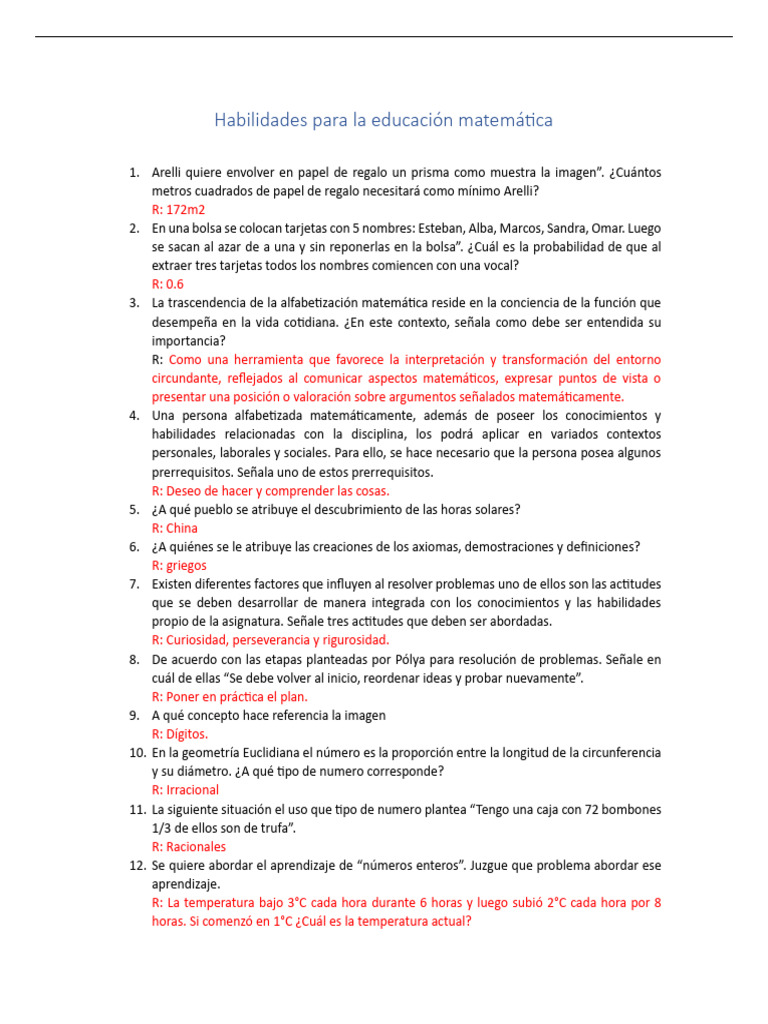 Habilidades para La Educaci N Matem Tica PDF | PDF | Triángulo | Matemáticas