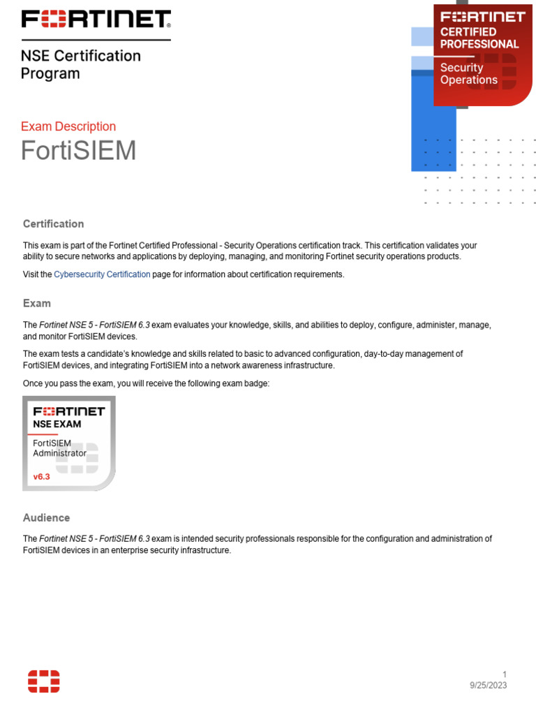 Fortinet NSE 5 - FortiSIEM 6.3 Exam Guide | PDF | Computer Security | Security