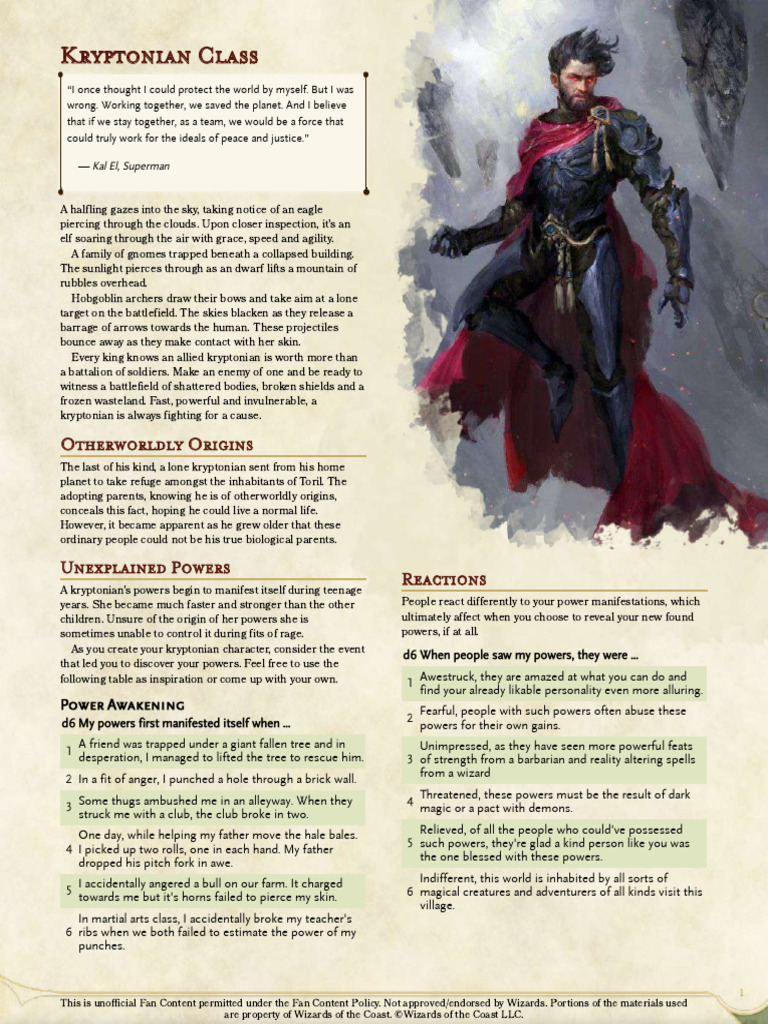 Kryptonian Class Overview for 5E | PDF | Superman