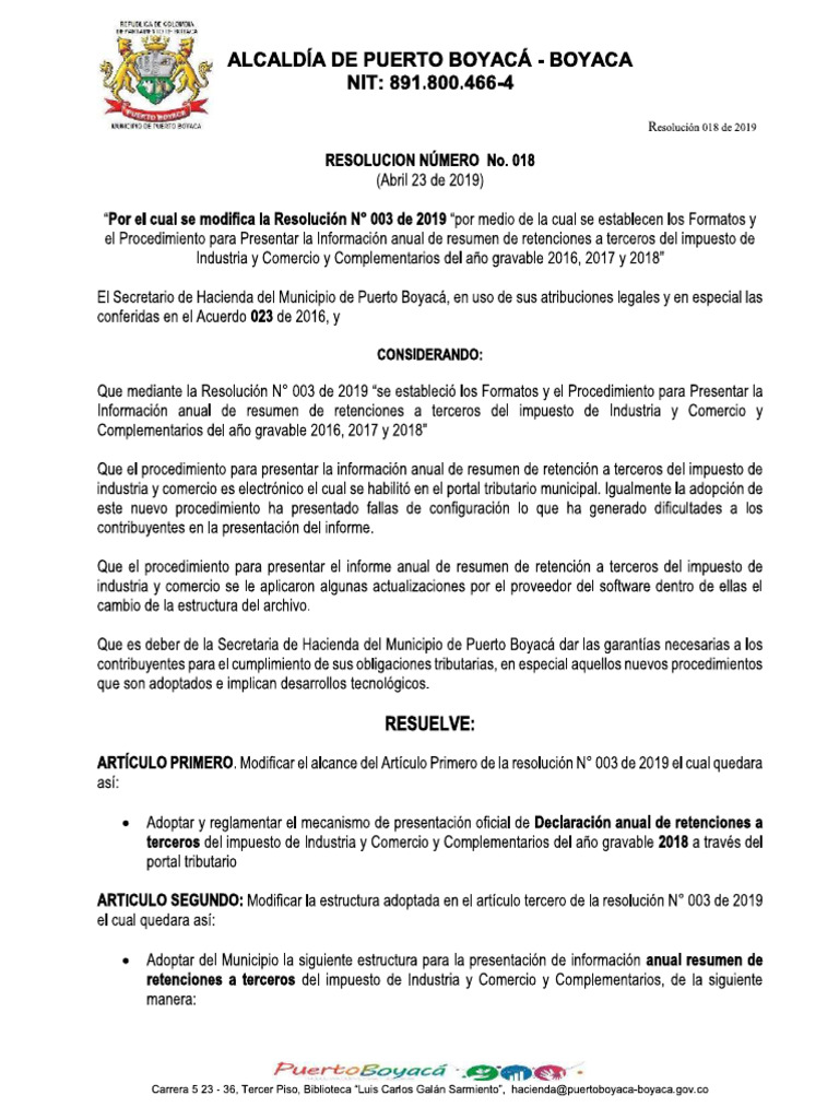Resolucion 018 | PDF