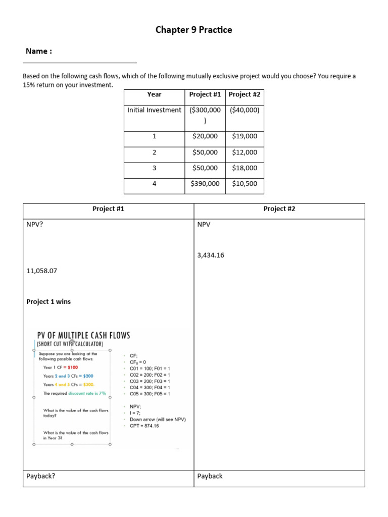Chapter 9 Practice Exercise-2 | PDF | Net Present Value | Balance Sheet