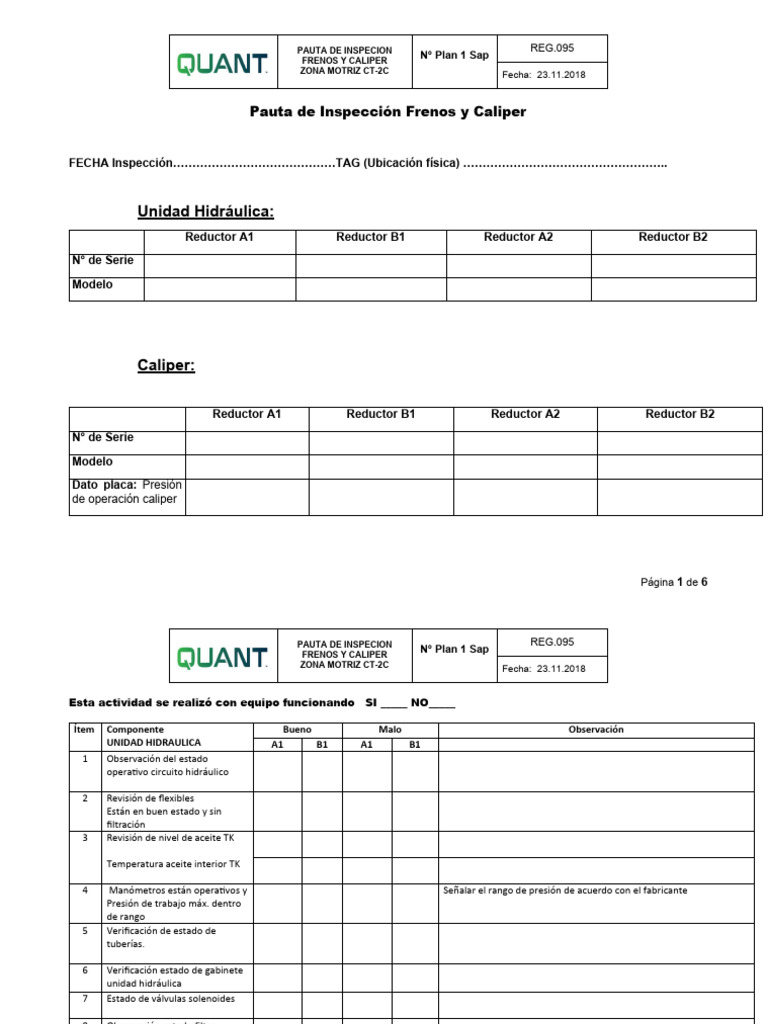 Inspeccion frenos CT-2C | Descargar gratis PDF | Presión | Ingeniería ...