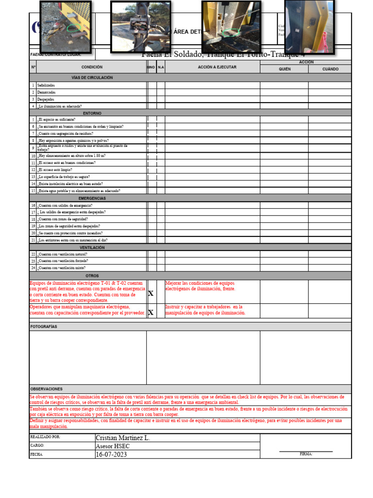 Formato - Inspe. Área de Trabajo PDF | PDF | Ventilación (Arquitectura)
