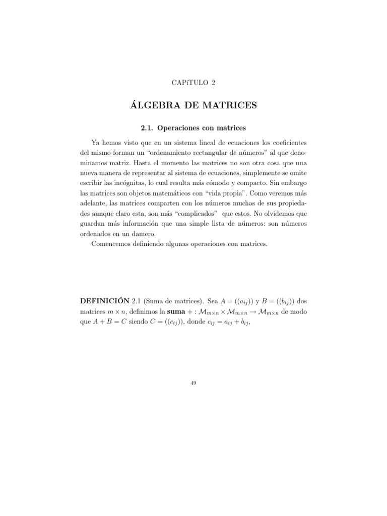 2. Álgebra de Matrices | PDF | Matriz (Matemáticas) | Álgebra lineal