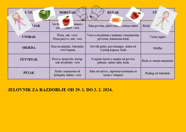 Jelovnik 29. 1. - 2. 2. 2024. | PDF