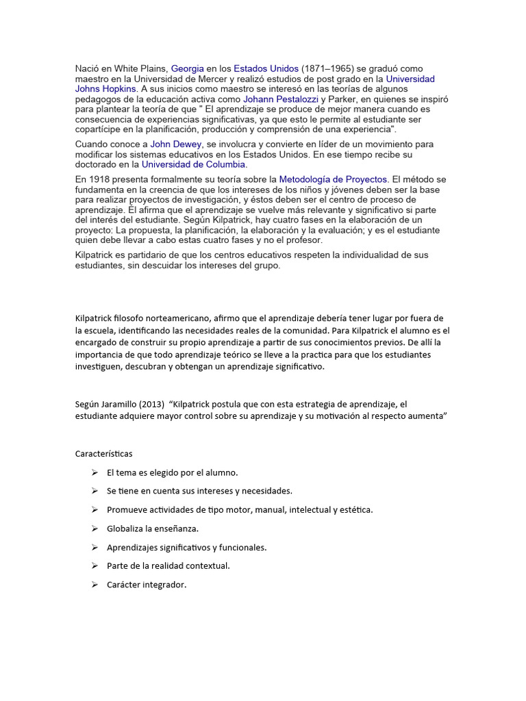 Teoria de Kilpatrick | PDF | Aprendizaje | Teoría