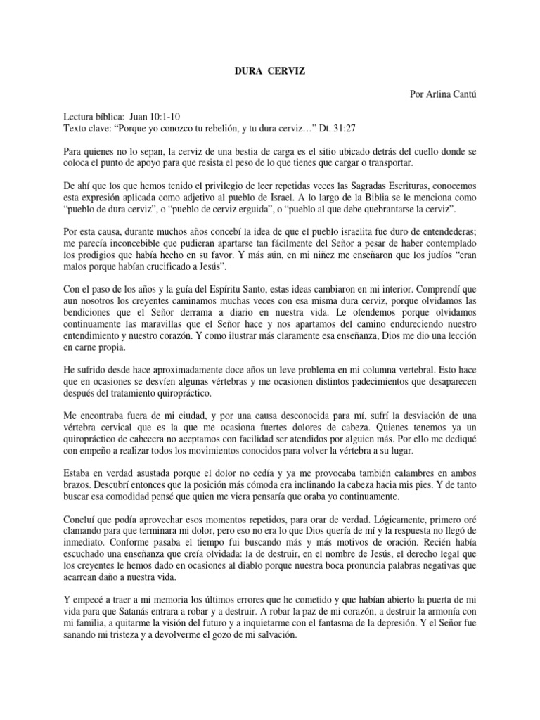 Como Dejar La Dura Cerviz | PDF | Oración | Biblia