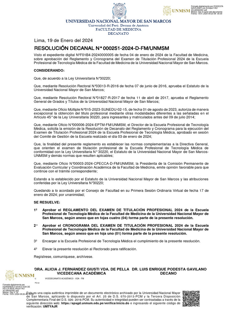 Resolucion Decanal 000251 2024 D FM | PDF