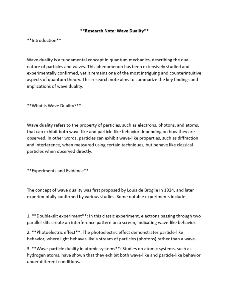Wave Duality | PDF | Quantum Mechanics | Science