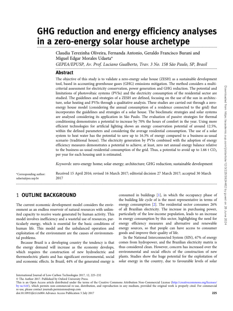 GHG Reduction and Energy Efficiency Analyses in A Zero-Energy Solar ...