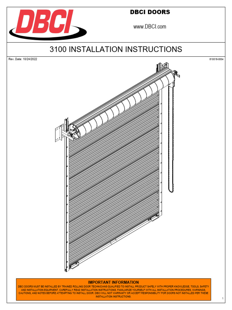 810018-0004 - Instructions, Model 3100DB - DBCI | PDF | Screw | Door