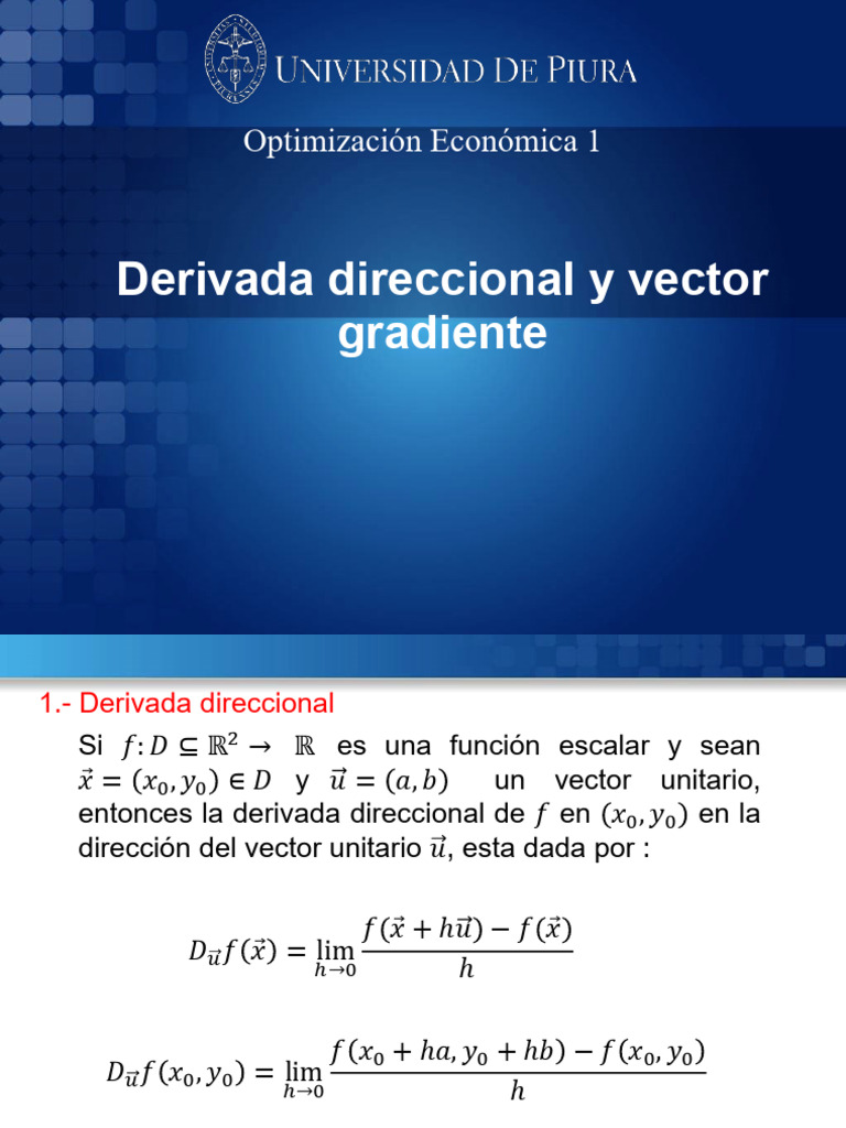 Clase 21 Derivada Direccional y Gradiente | PDF | Degradado | Cálculo multivariable