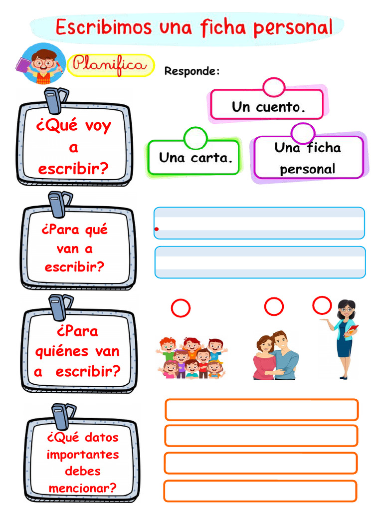 Ficha Escribimos Una Ficha Personal 2024 Maestra Janet 2° | PDF