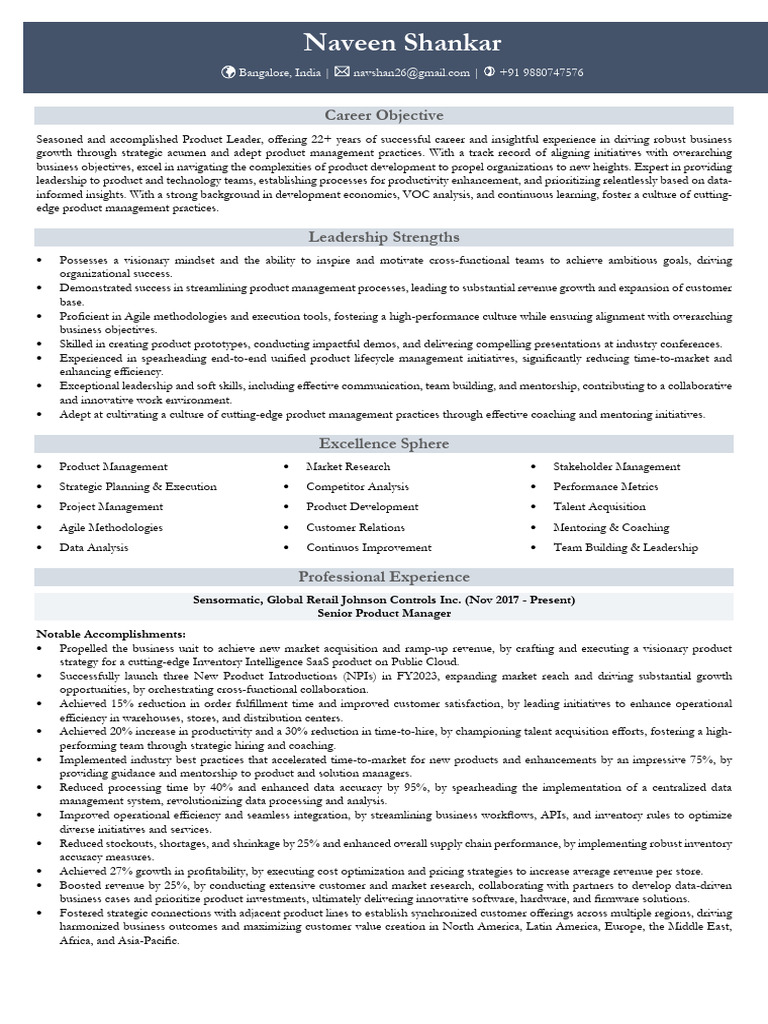 Naveen Shankar - Profile Details | PDF | Mentorship | New Product Development