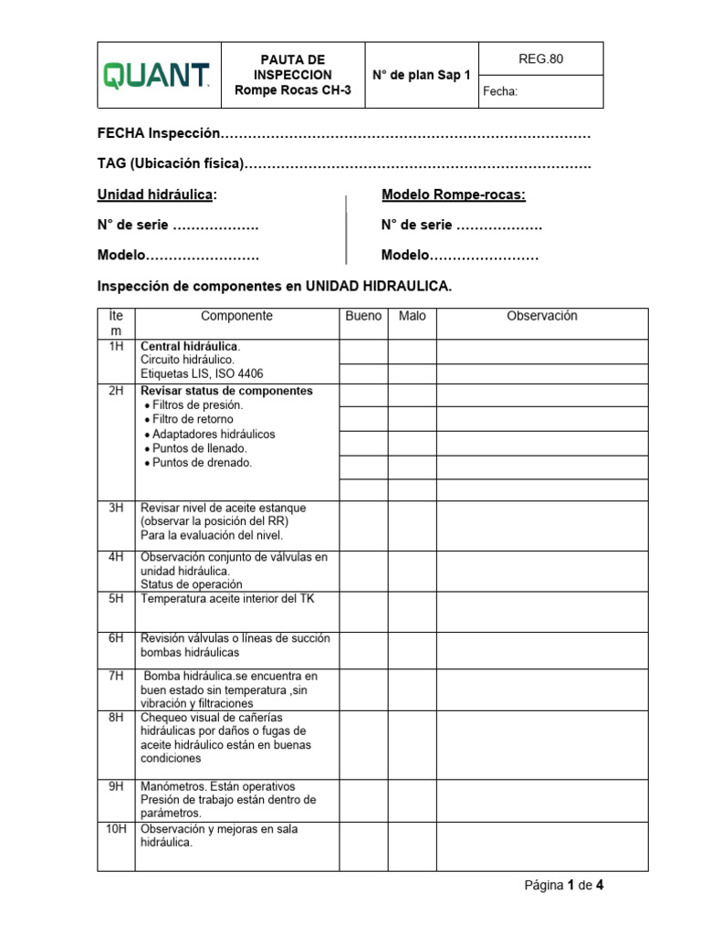 Inspección Pica Rocas CH3 | PDF | Física Aplicada e Interdisciplinaria ...