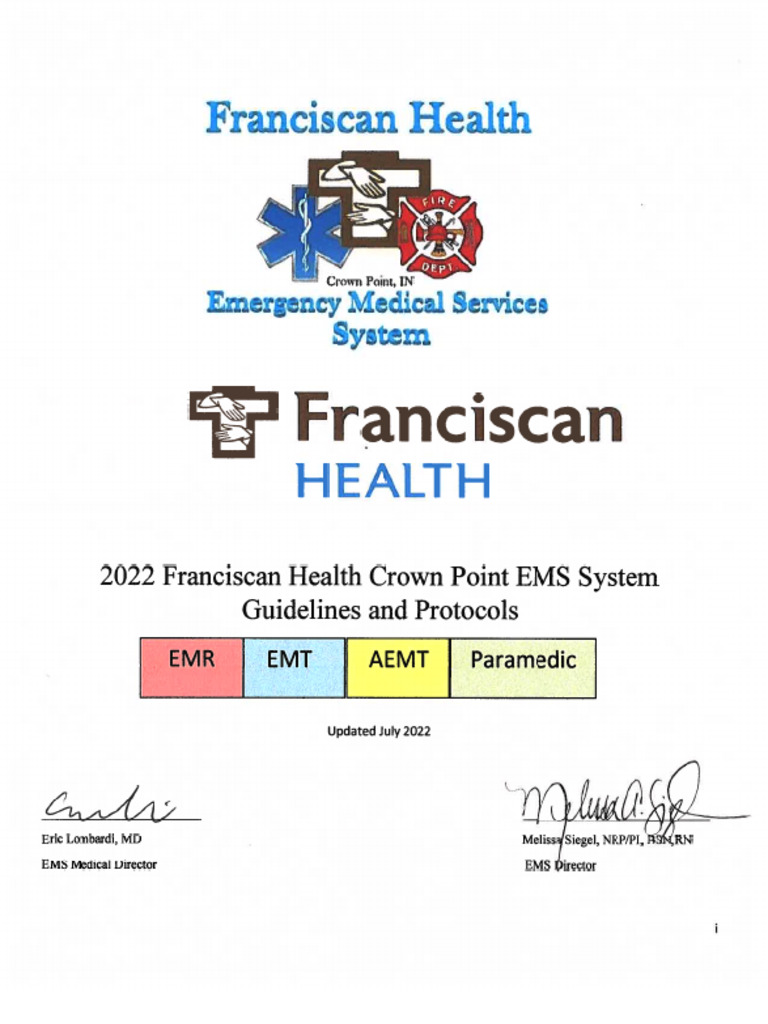 EMT Training Course Crown Point ALS and BLS System Protocol | PDF ...