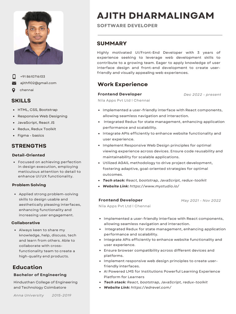 Ajith Dharmalingam-Resume | PDF | Web Design | Computer Science