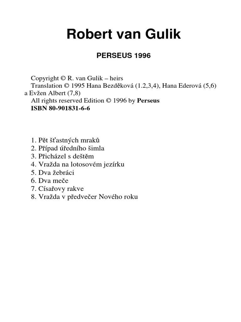 Robert Hans Van Gulik - Dva Zebraci | PDF