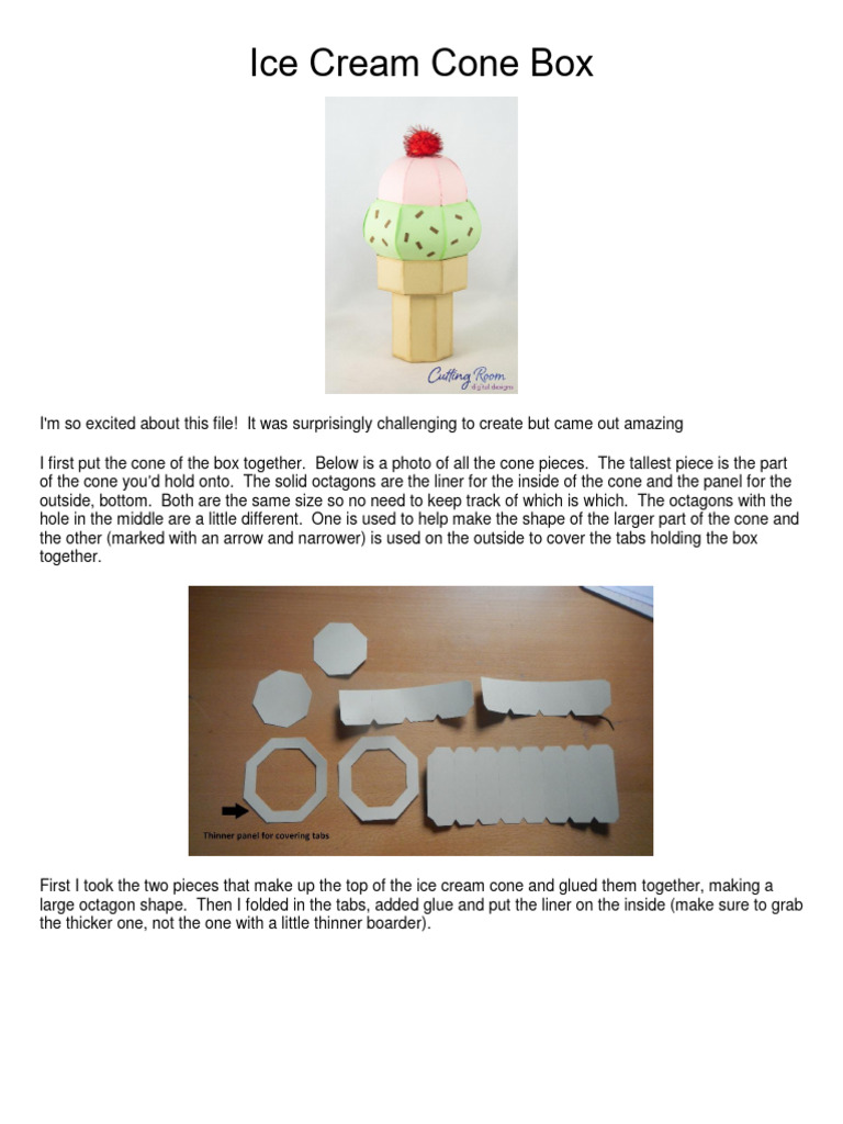 Ice Cream Cone Box Assembly Instructions | PDF