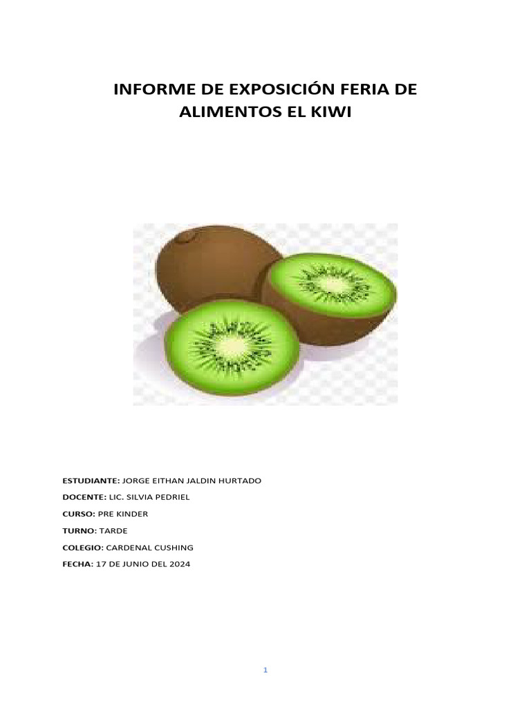 INFORME DE EXPOSICIÓN FERIA DE ALIMENTOS EL KIWI | PDF