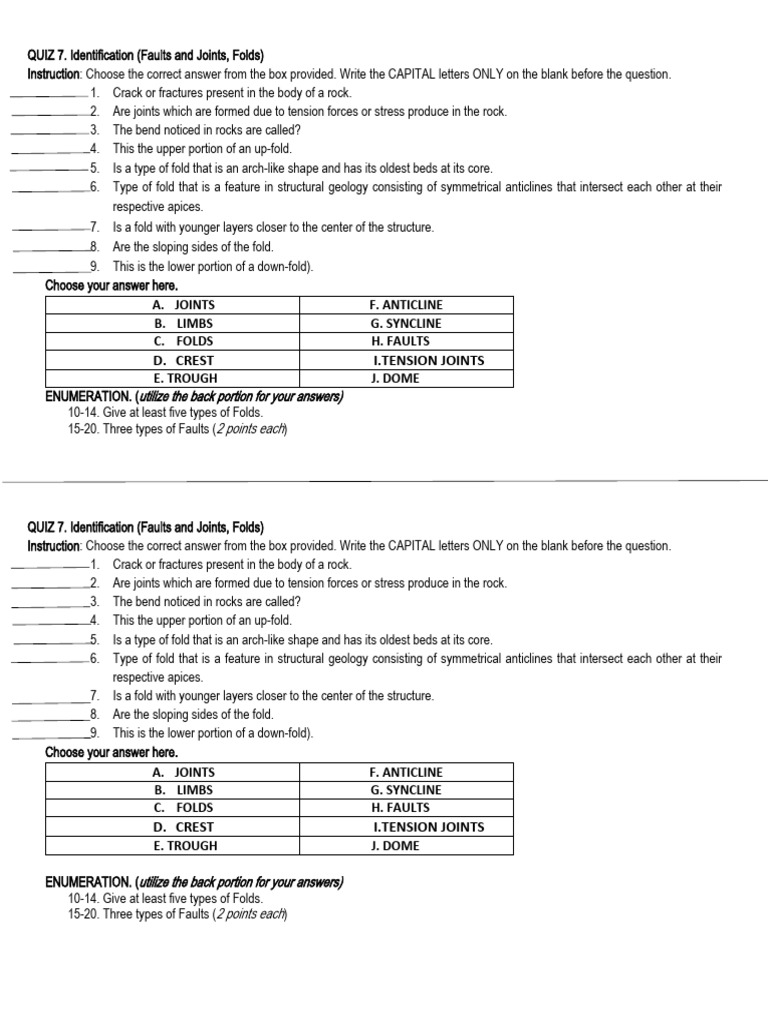 QUIZ 7. Final | PDF | Geology | Structural Geology