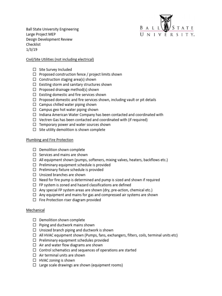 Ball State University MEP Design Checklist | PDF | Plumbing | Home ...