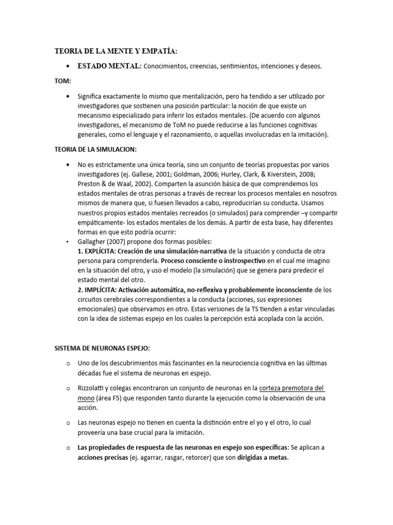 Teoria de La Mente y Empatía | PDF | Empatía | Las emociones