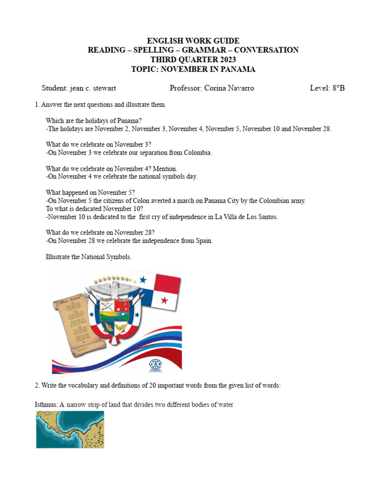 English Work Guide | PDF | Panama | Panama Canal