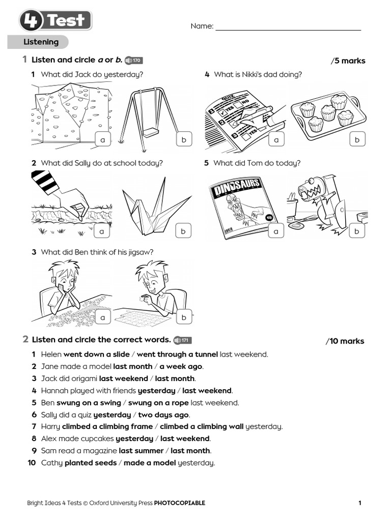 Bright Ideas 4 Unit 4 Test PR | PDF