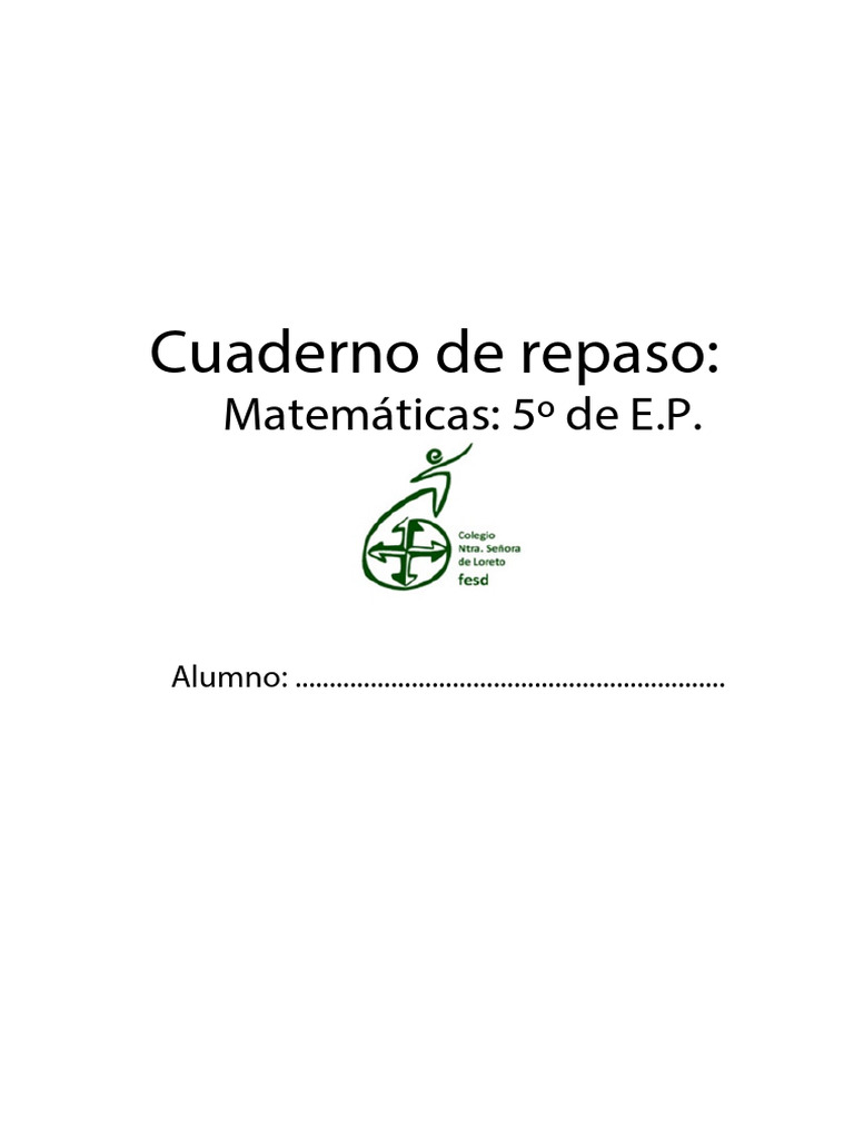 Cuaderno de Repaso Matemáticas 5 de Primaria | PDF | División ...