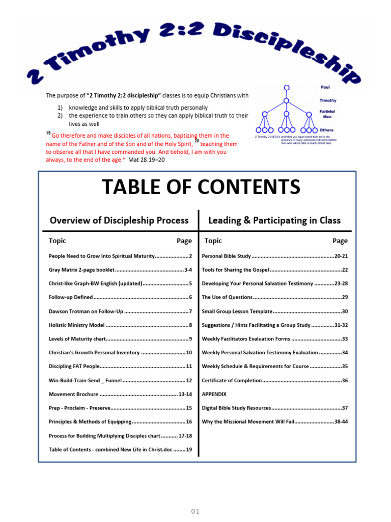 2 Timothy 2 2 Discipleship Class Notes | PDF | Disciple (Christianity ...