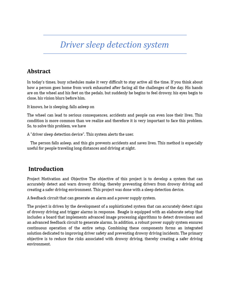 Driver Sleep Detection System | PDF | Infrared | Sleep