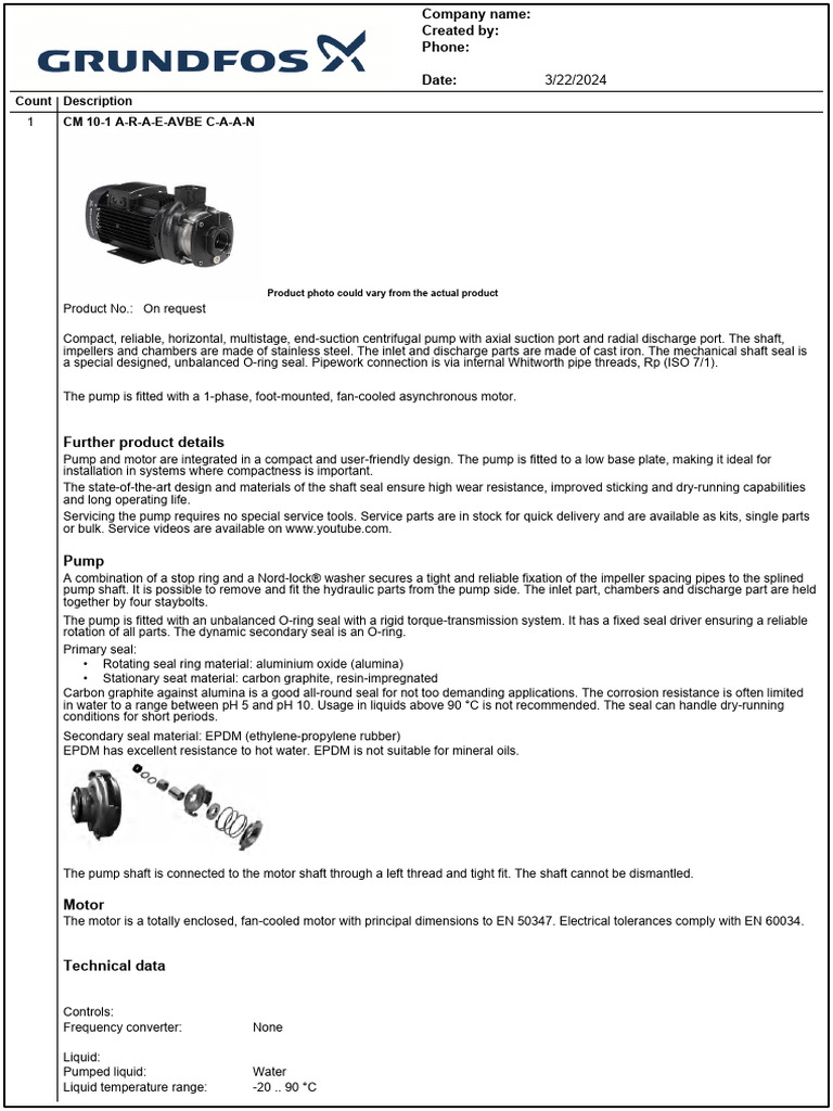 CM-10 Grundfoss | PDF | Pump | Mechanical Engineering