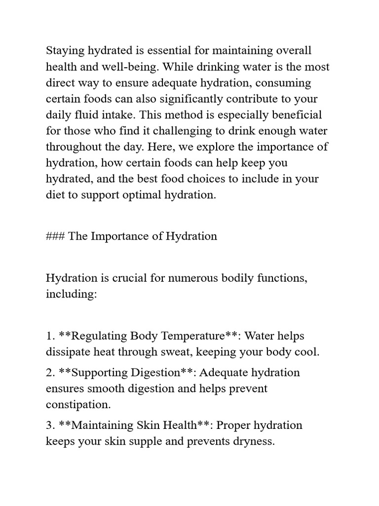 Stay Hydrated With Food | PDF | Dehydration | Foods