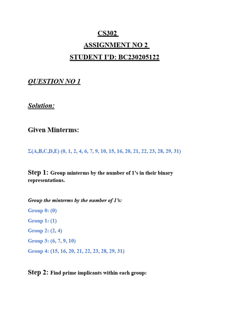 Cs302 Assignment Solution Pdf Mathematical Logic Theory Of Computation 