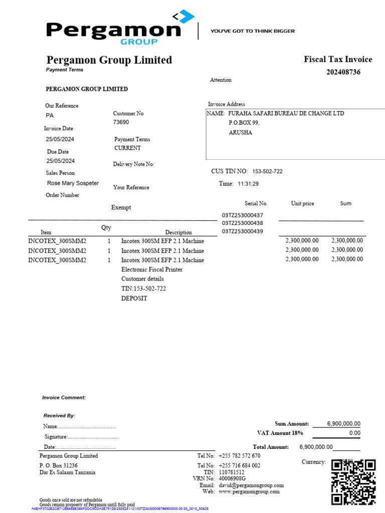Furaha Safari Invoice Details | PDF | Invoice | Public Finance