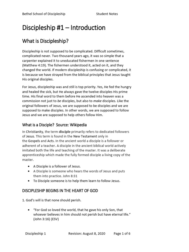 BSD Discipleship Lesson 1 Finalv2 2020 | PDF | Disciple (Christianity ...