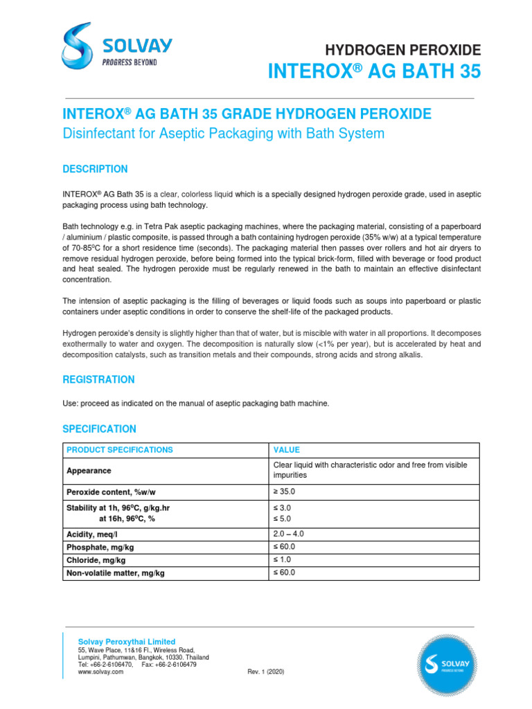 INTEROX AG Bath 35 Hydrogen Peroxide Aseptic Grade SEA | PDF | Hydrogen Peroxide | Water