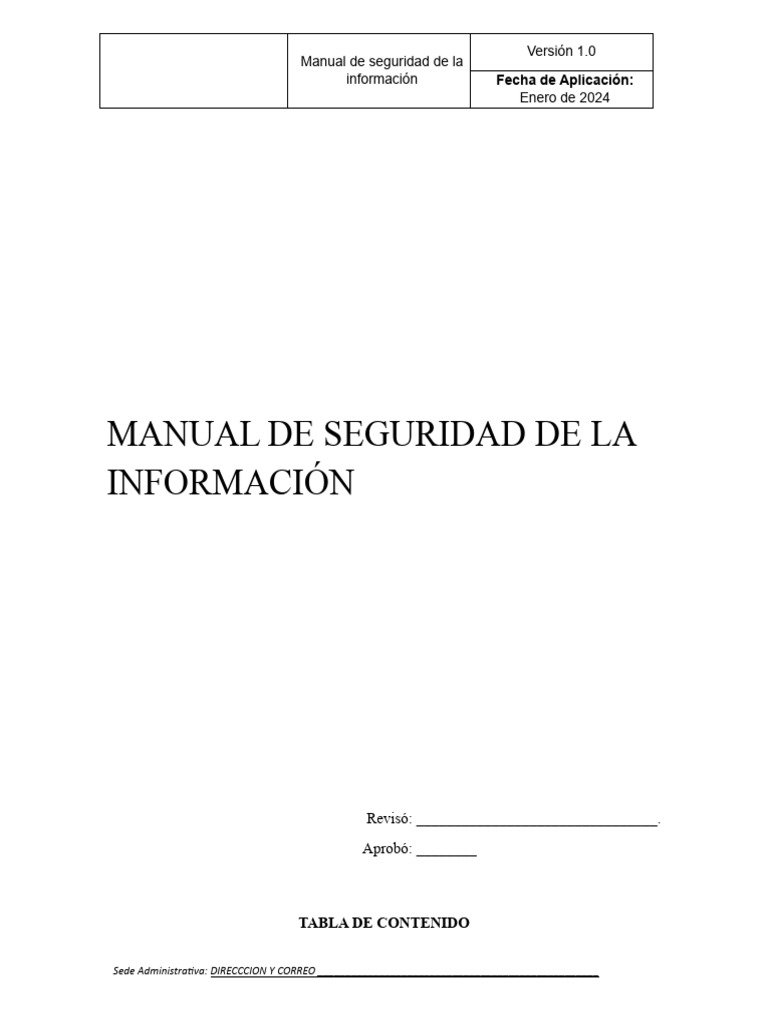 Manual de Seguridad de La Informacion 2023 | PDF | Seguridad de ...
