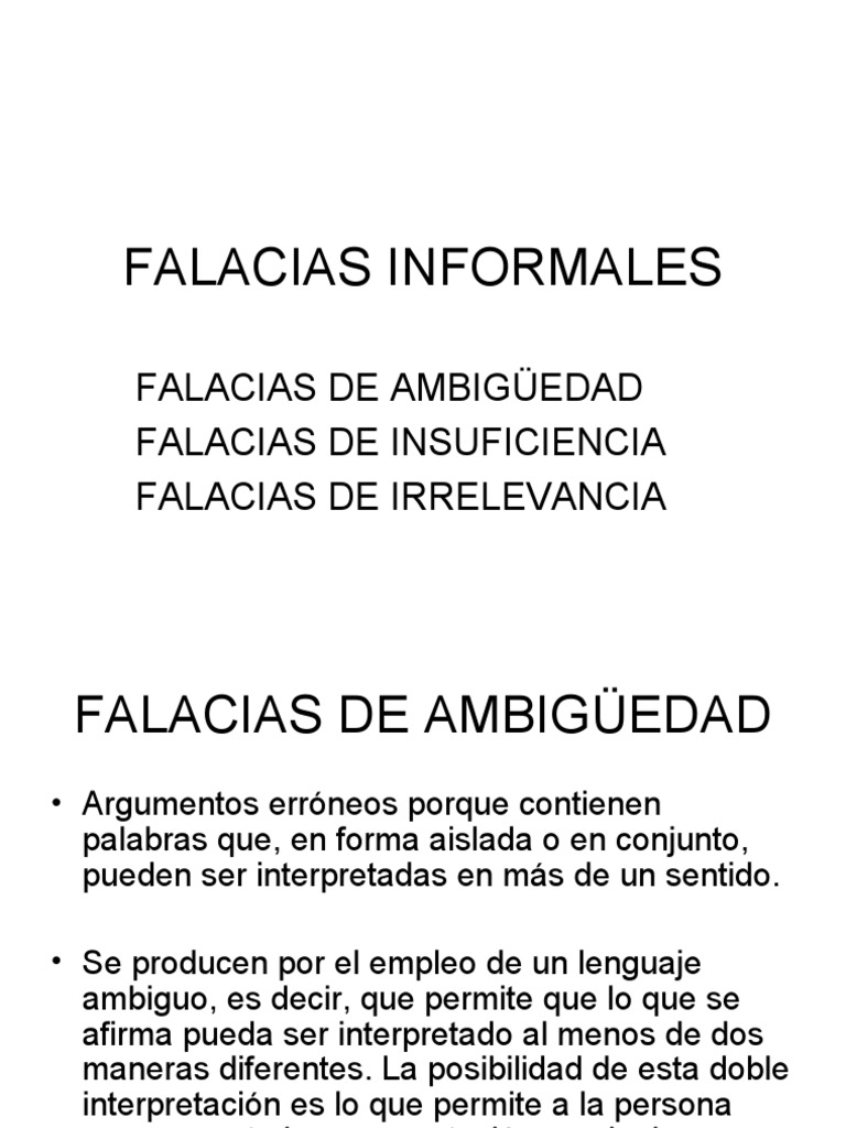 Falacias Informales | PDF | Falacia | Ambigüedad