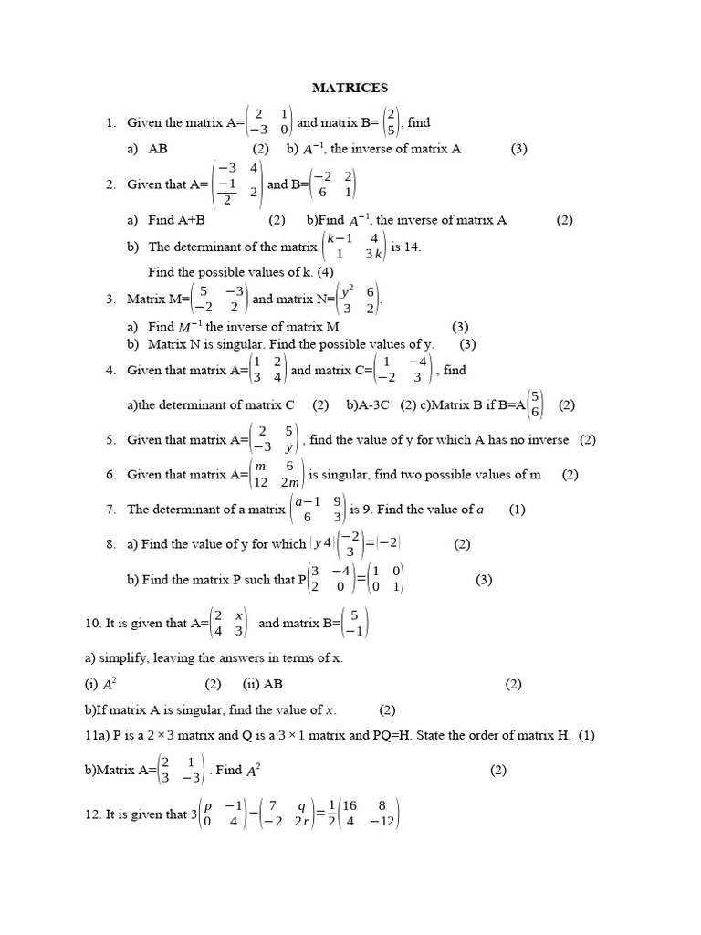 Matrices Paper | PDF | Mathematical Physics | Mathematics