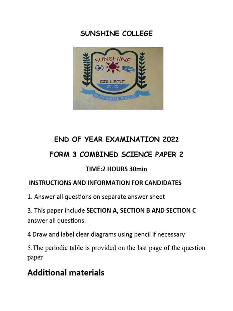 Form 3 Paper 2 End Of Year Exam 1 Download Free Pdf Isotope Inductor