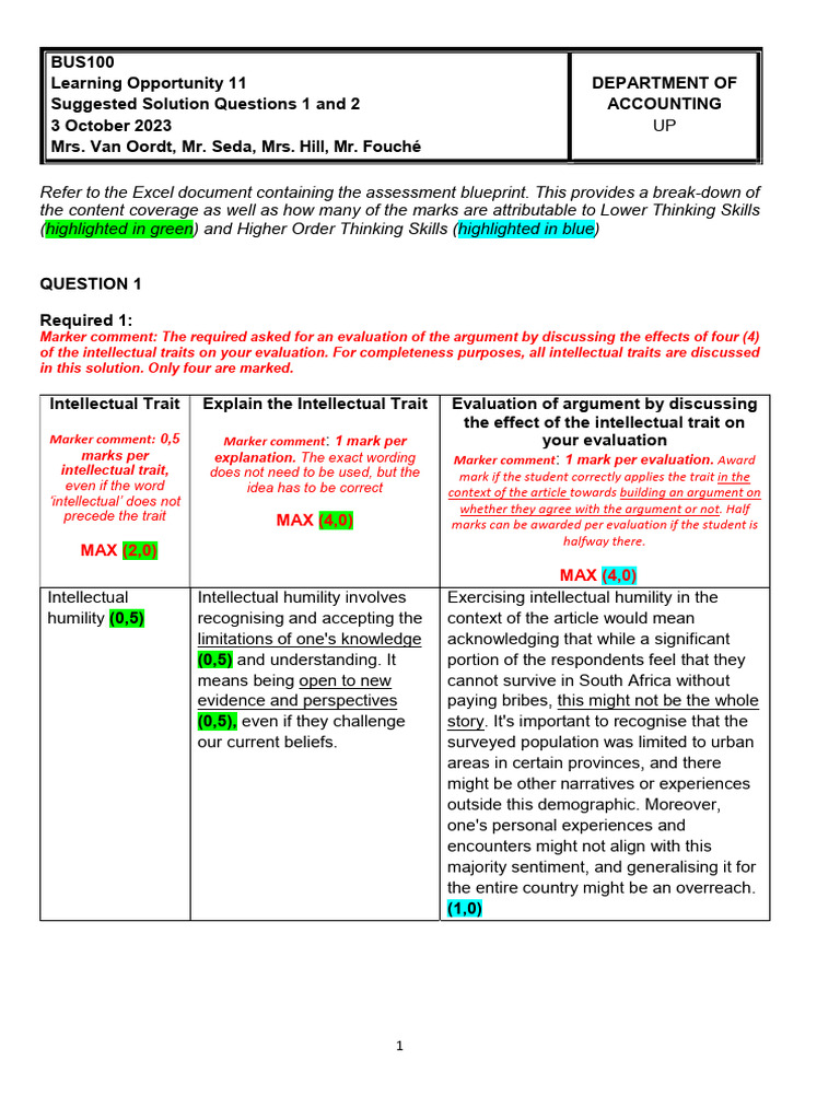LO11 - Suggested Solution Q1 and Q2 Final | PDF | Bribery | Courage