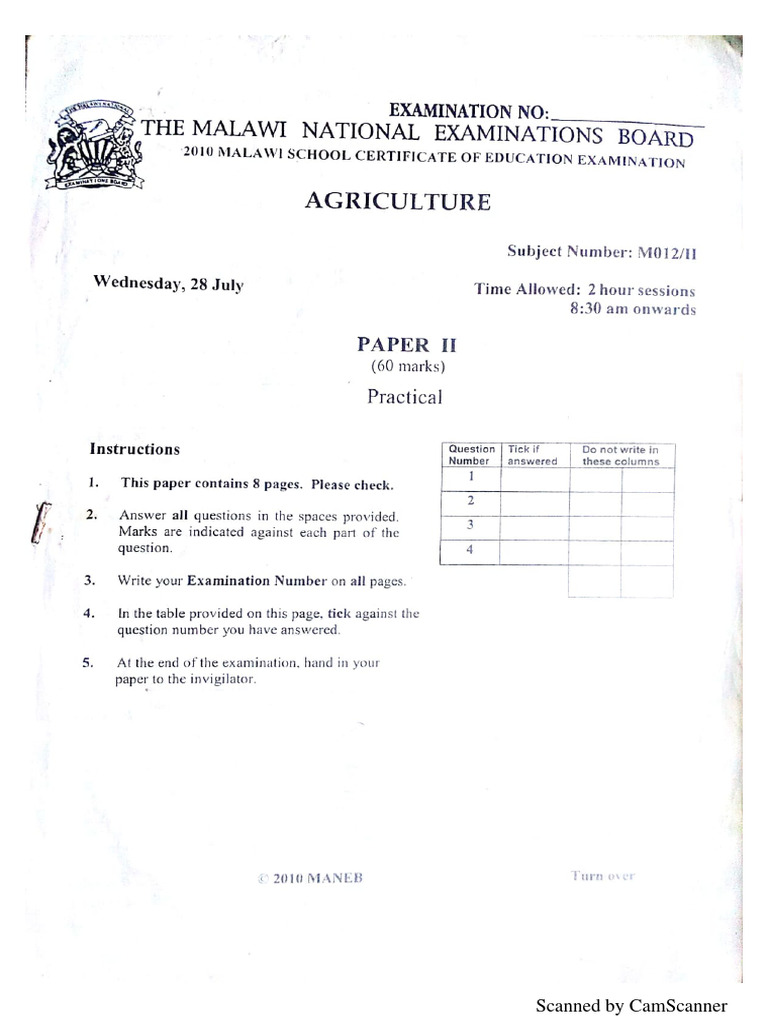 2010 Agriculture Paper II | PDF