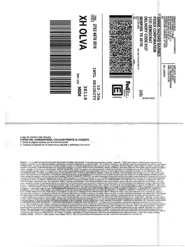 Guia Fedex Express O.E. 1441-24 | PDF