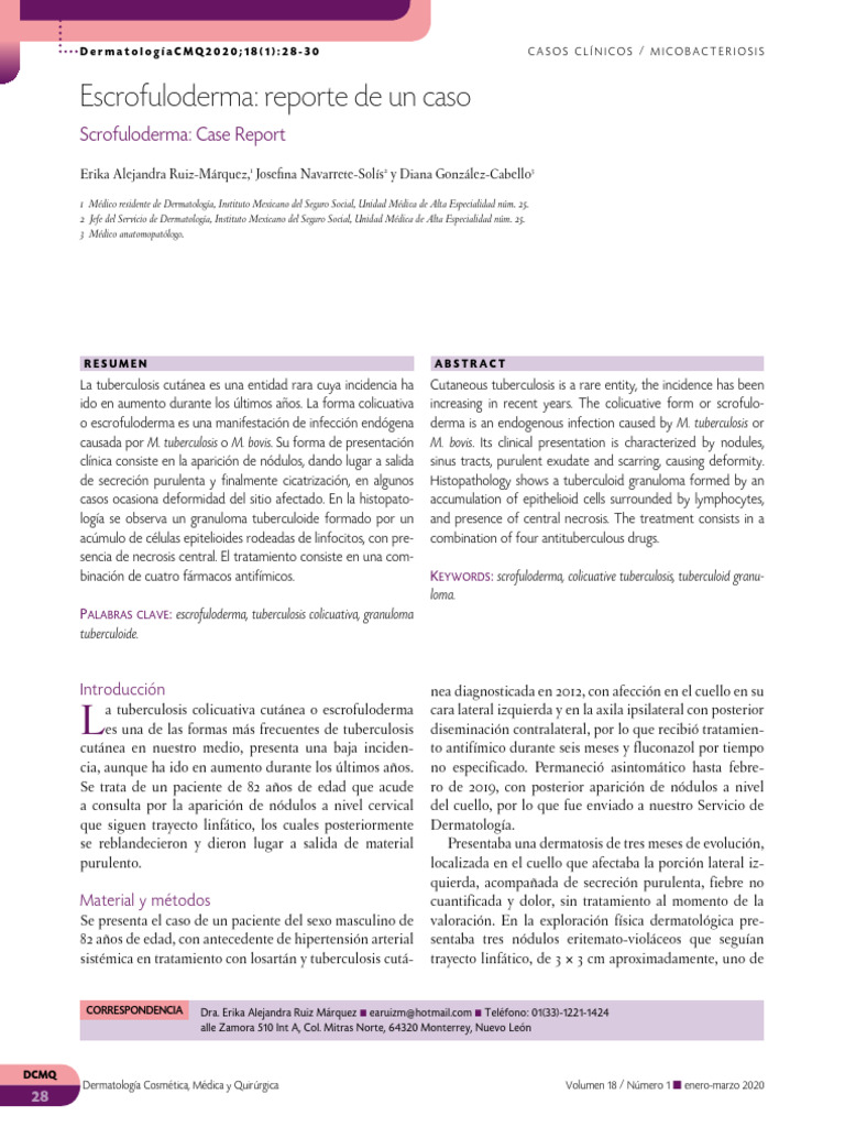 Escrofuloderma - Reporte de Caso Monterrey | PDF | Tuberculosis ...