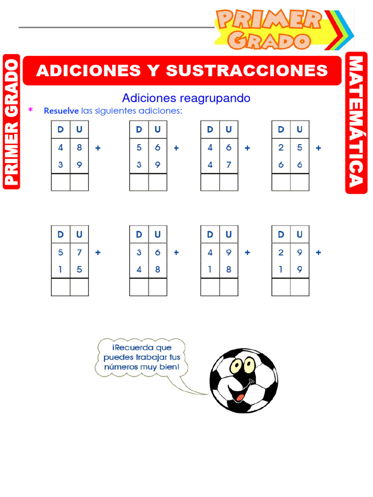 Adiciones-y-Sustracciones-para-Primer-Grado-de-Primaria | PDF | Matemáticas