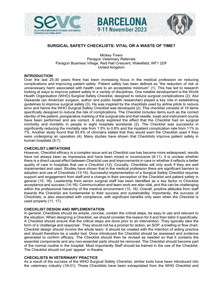 2973-Surgery-Tivers-Surgical Safety Checklist - Eng | PDF | Surgery ...